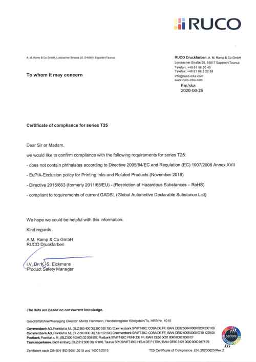RoHS - T25 - RUCO inks - RoHS/Certificate - RUCO Inks related ...